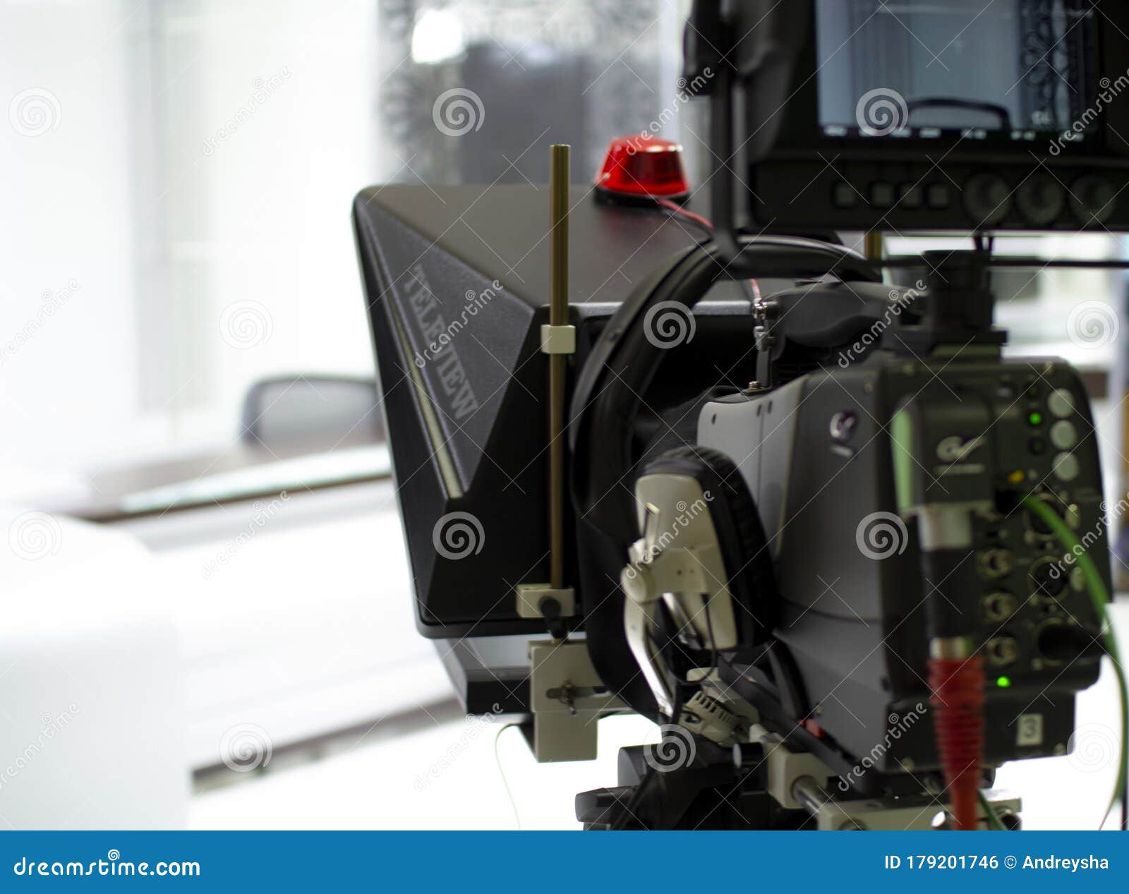 TV Camera in the Studio. Teleprompter and Professional High-definition ...