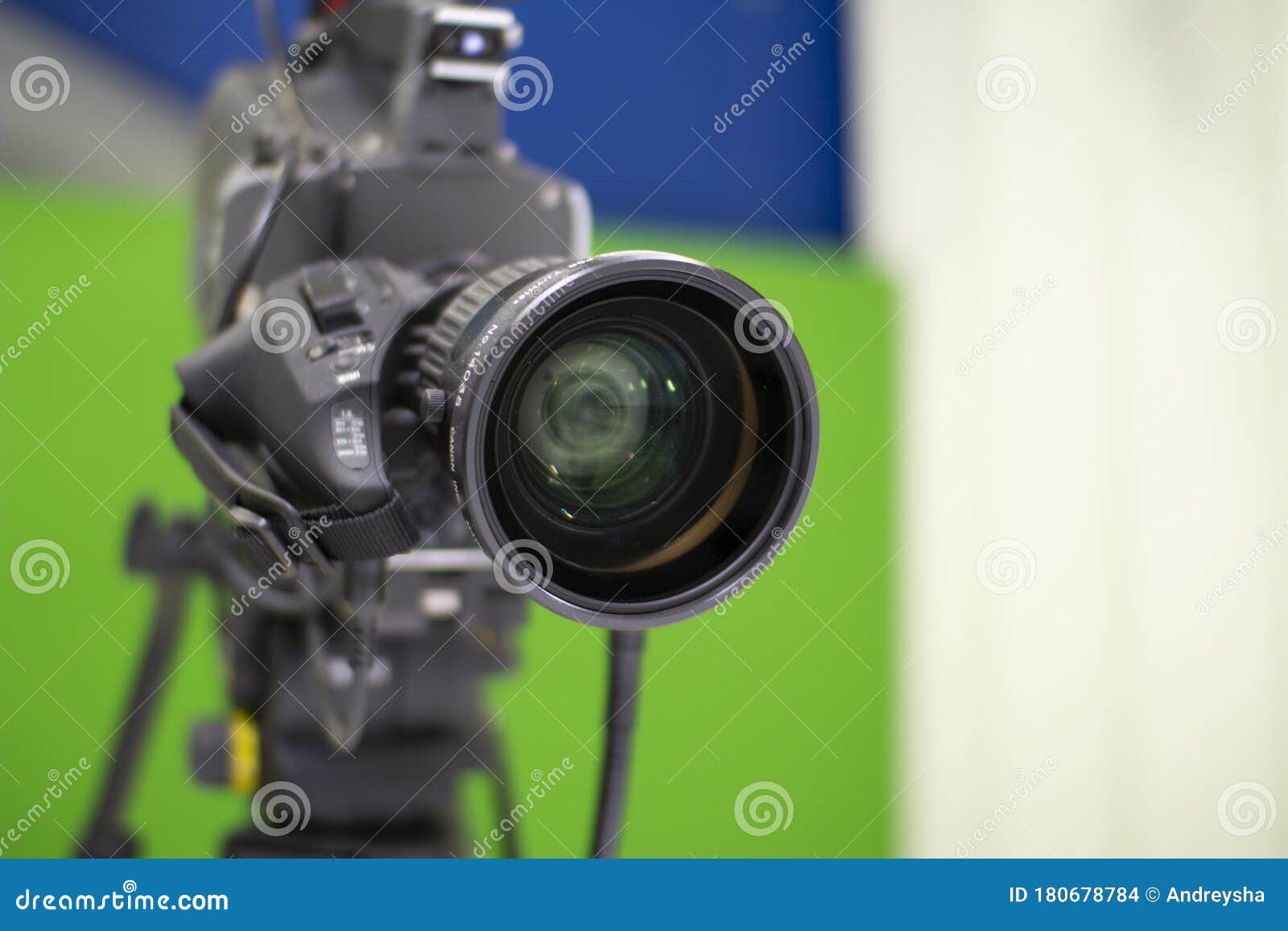 TV Camera in the Studio. Teleprompter and Professional High-definition ...