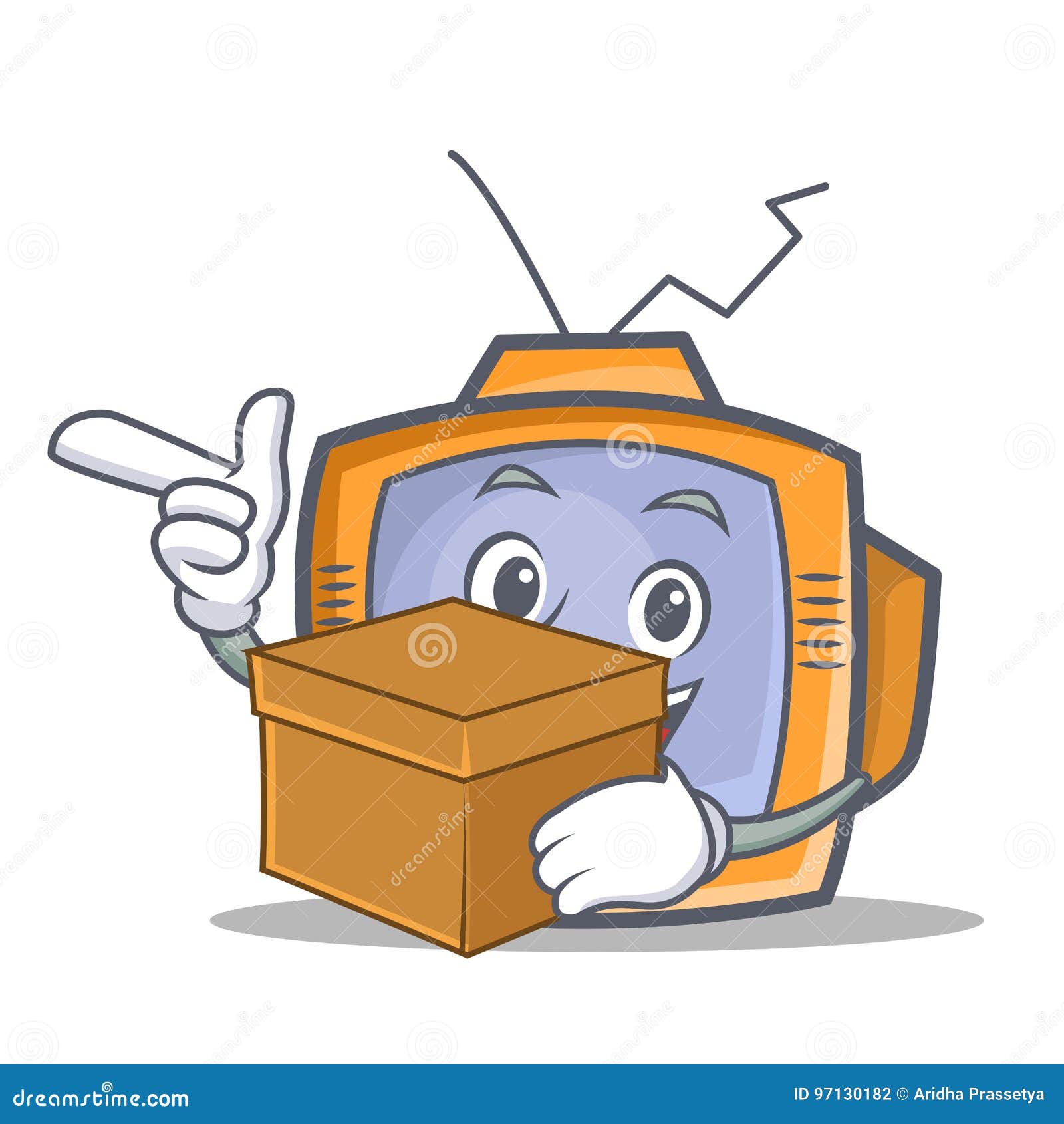 TV Character Cartoon Object with Box Stock Vector - Illustration of ...