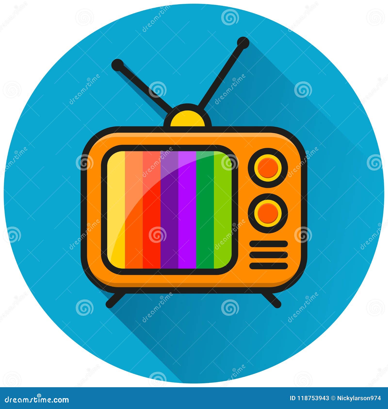 Tv Circle Blue Icon Concept Stock Vector - Illustration of media ...