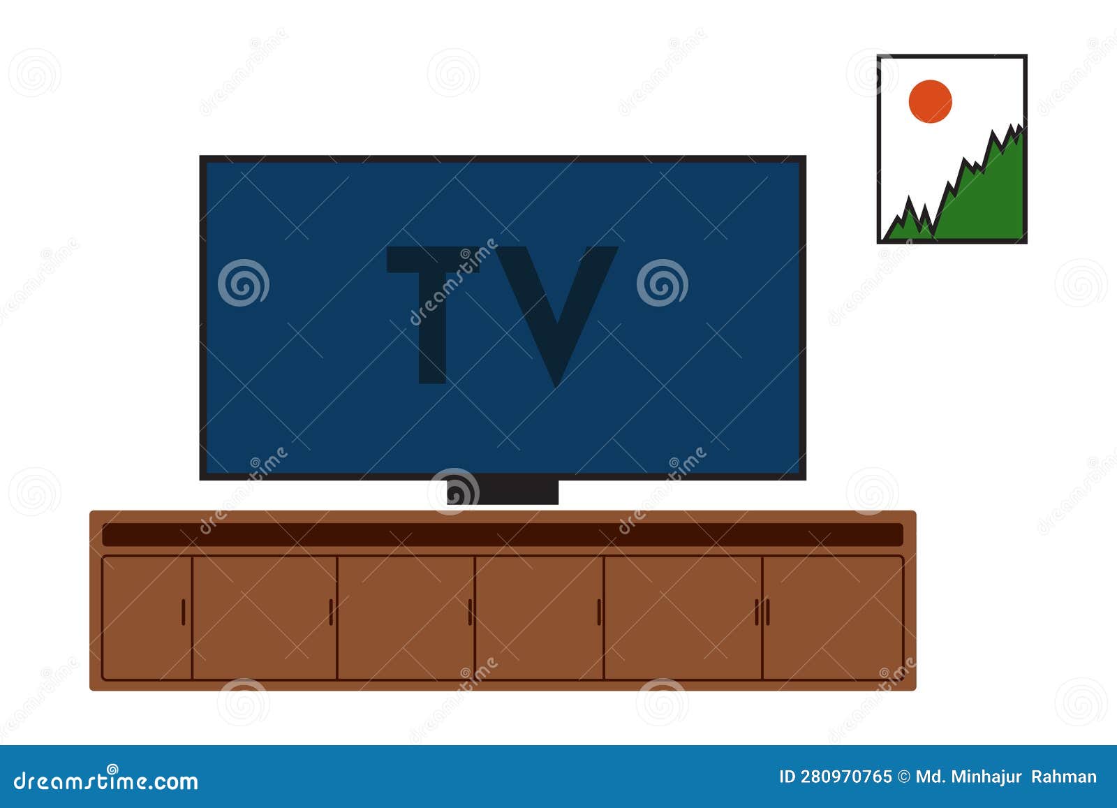 Stylish TV on Stand Vector Art - Enhance Your Visual Projects Stock ...