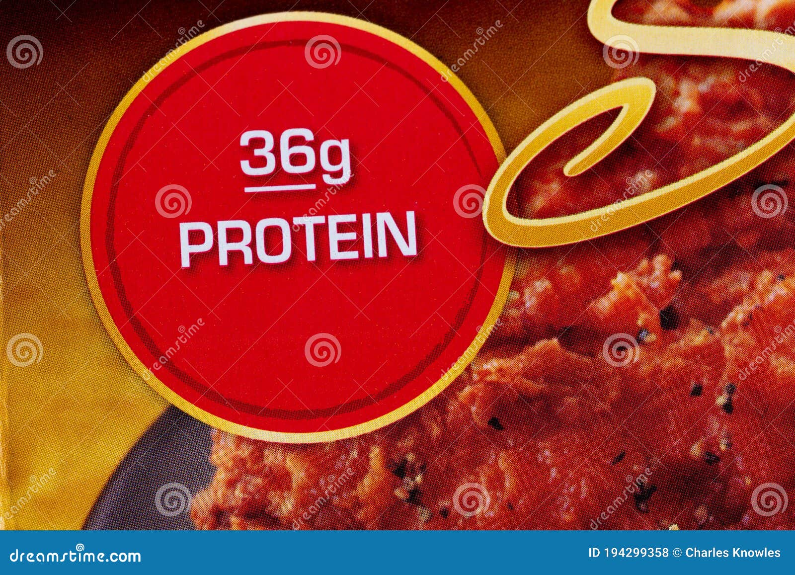 TV Dinner Label Indicating Protein Content Stock Photo - Image of ...