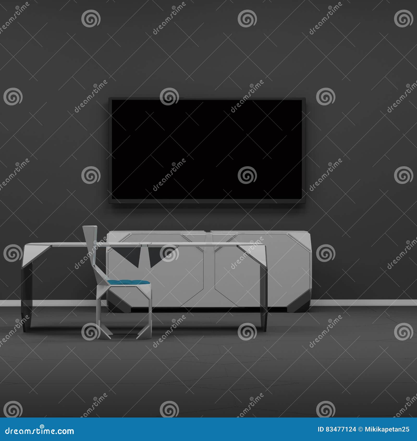 TV display 3D rendering stock illustration. Illustration of room - 83477124