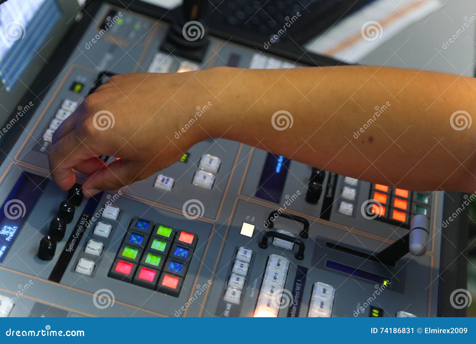 TV Engineer Working Editing with Video and Audio Mixer Stock Image ...