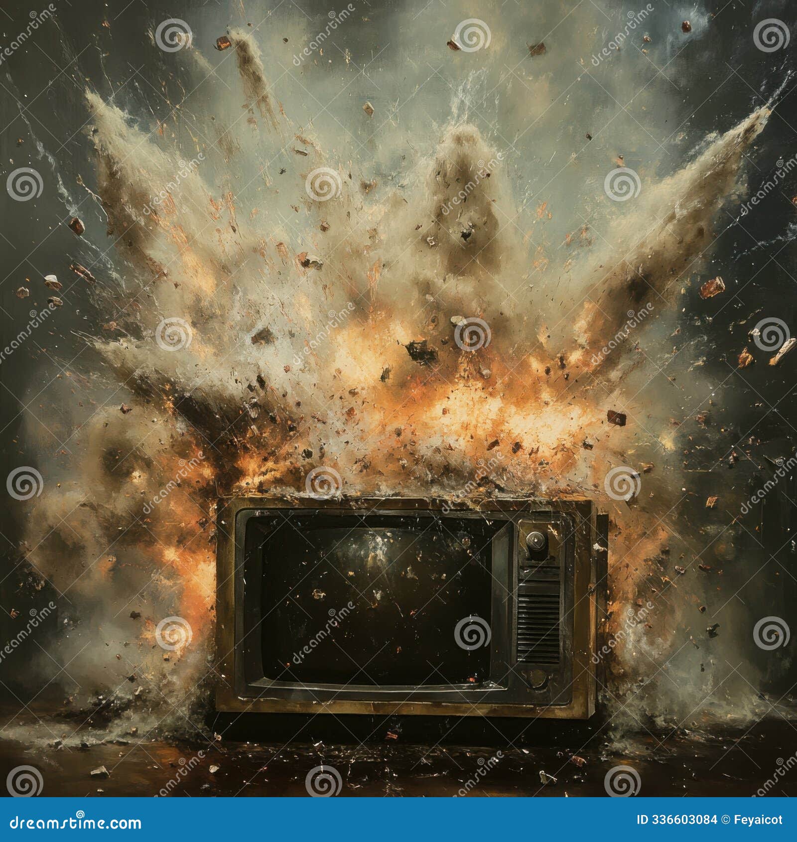TV explosion. stock photo. Image of computer, technology - 336603084