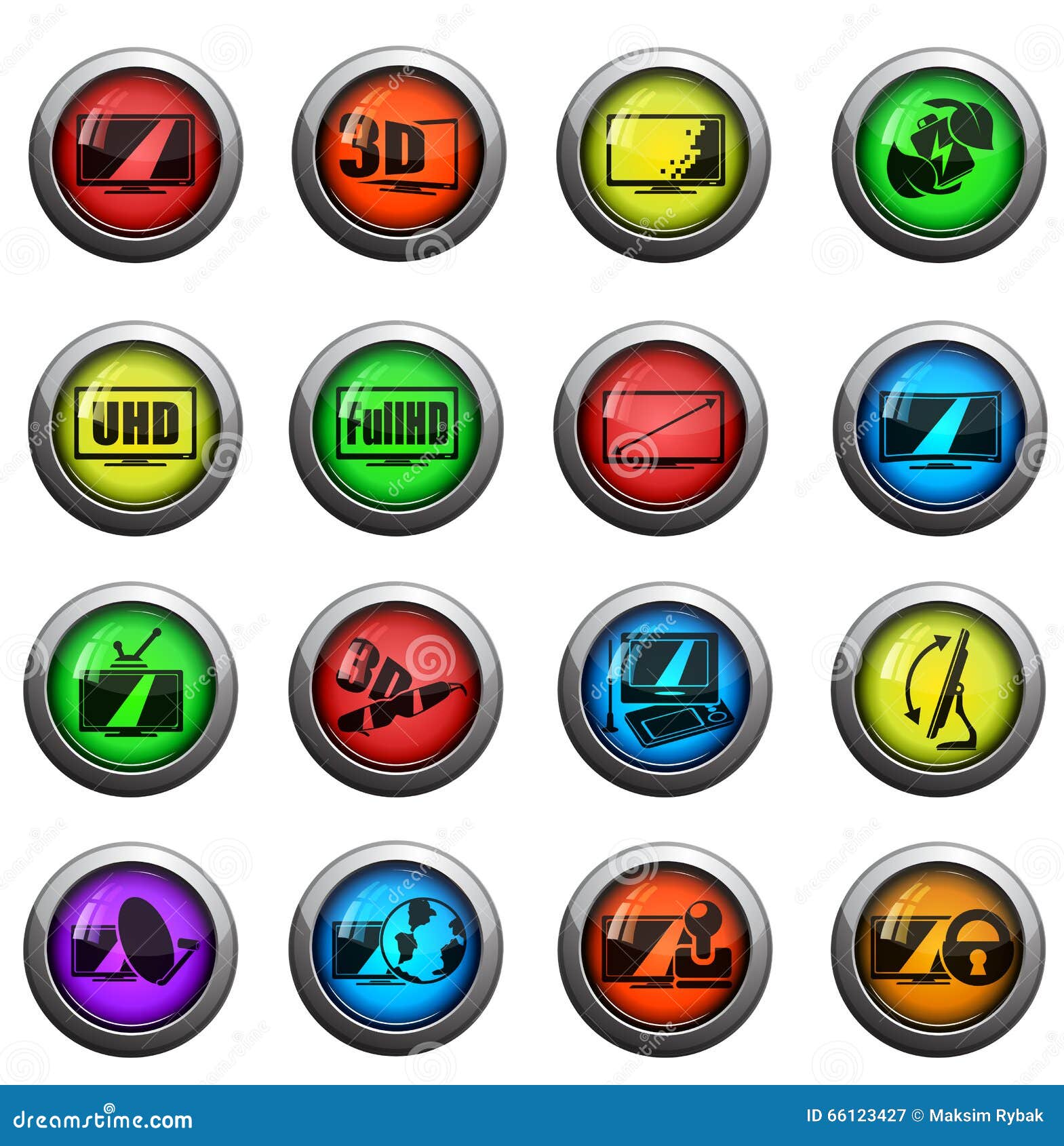 TV Features and Specifications Icons Set Stock Vector - Illustration of ...