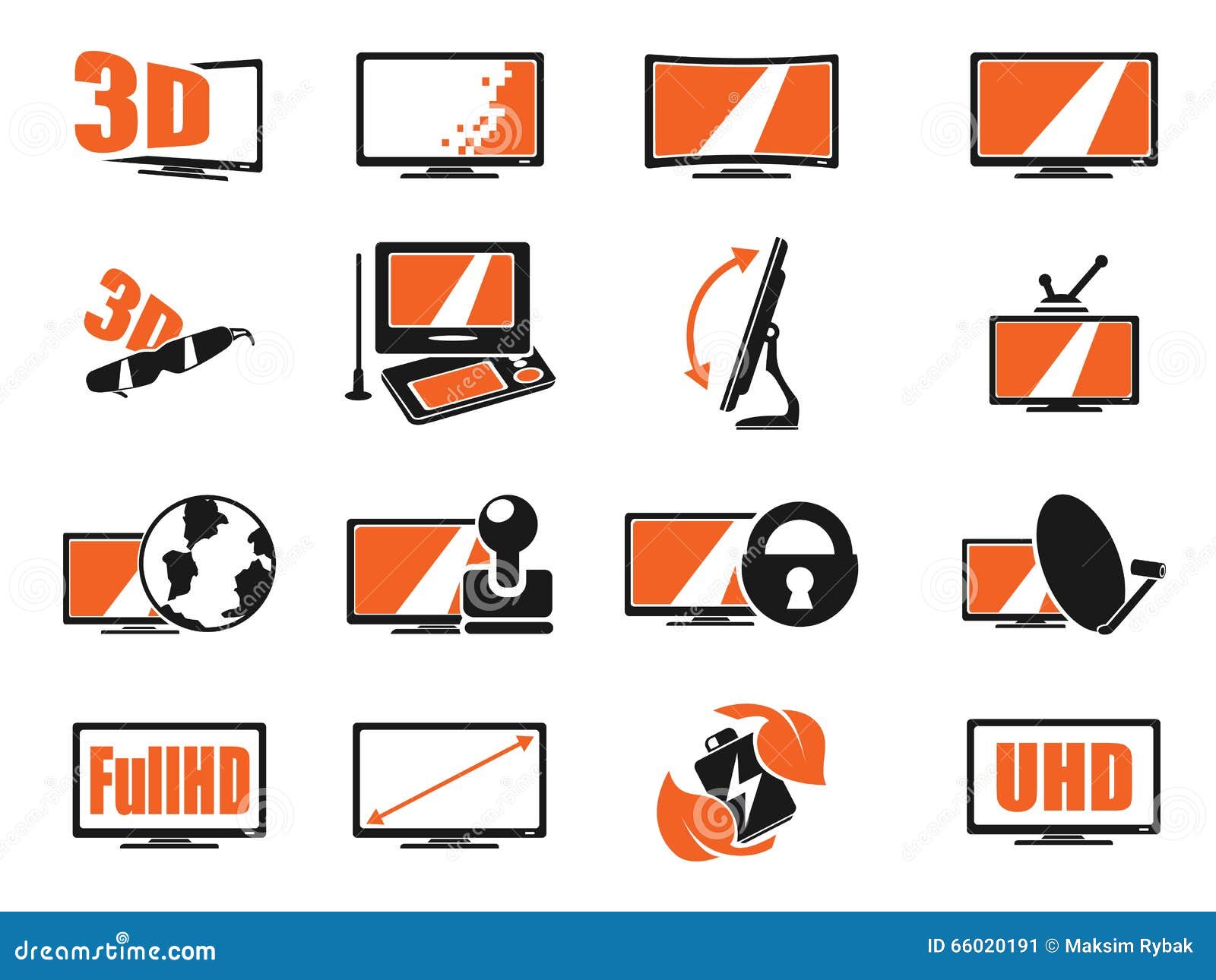 Display Specifications Icons Set, Monitor Display Features Vector ...