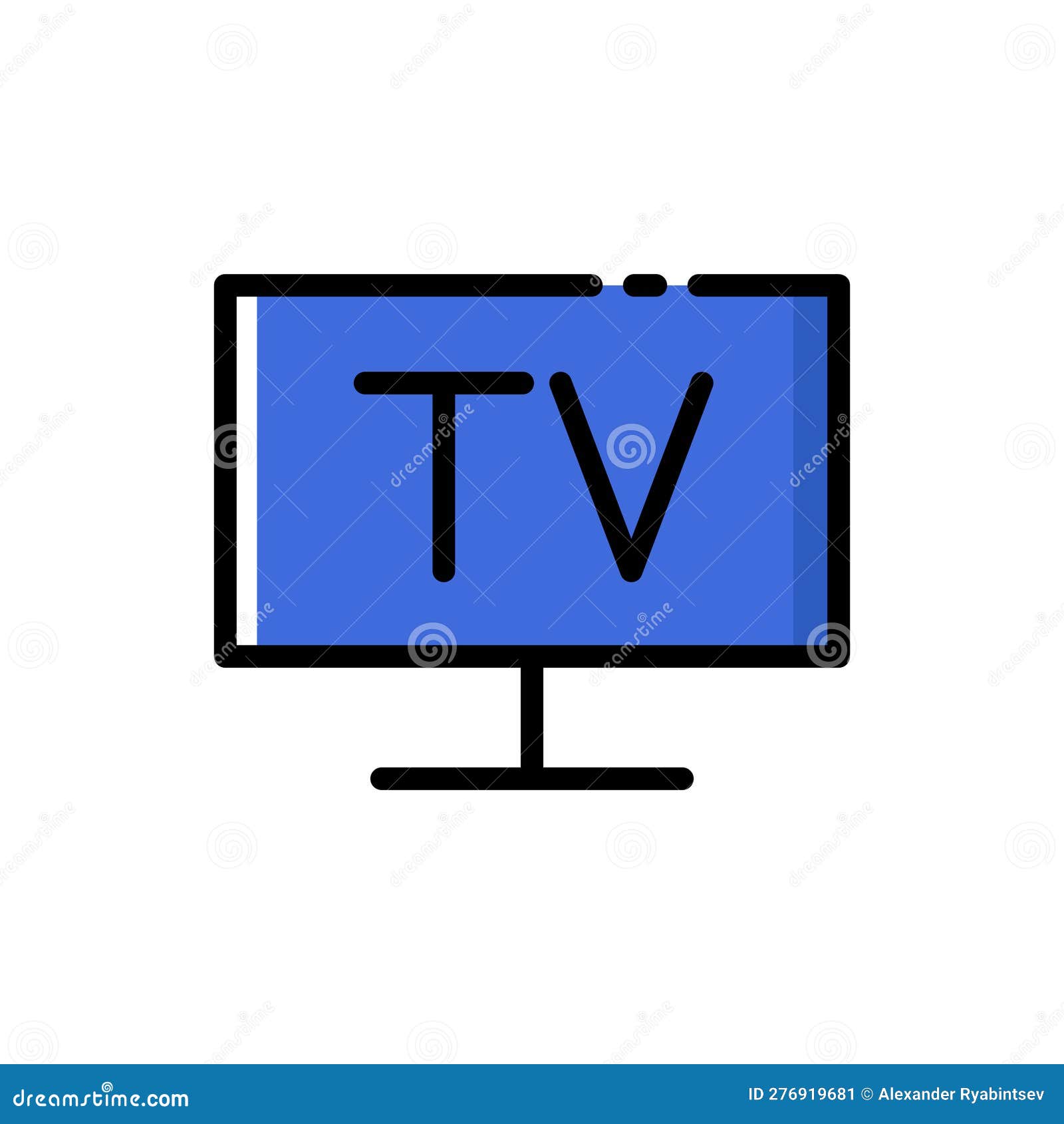 TV Flat Style Vector Illustration. Television Line Bright Coloured Icon ...