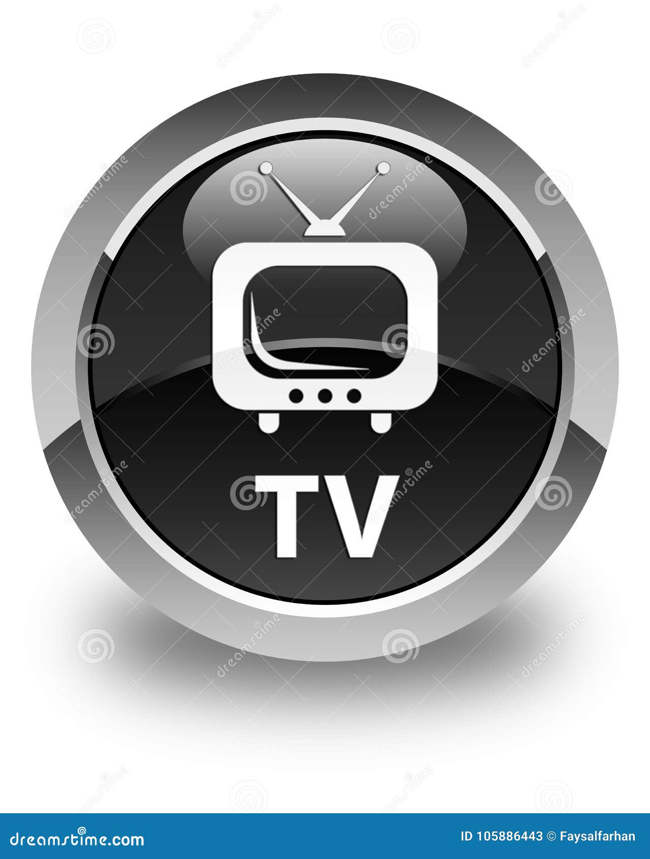 TV Glossy Black Round Button Stock Illustration - Illustration of sign ...