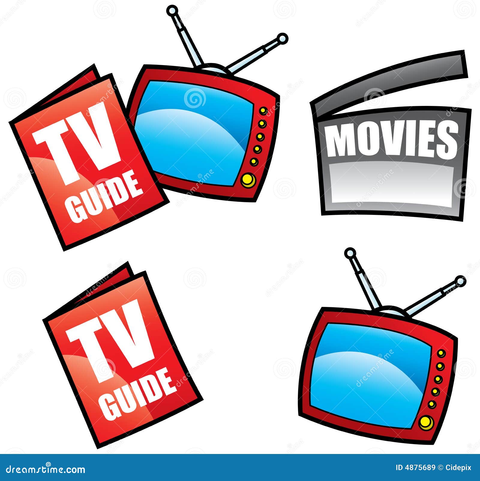 Tv guide and media icons stock vector. Illustration of entertainment ...