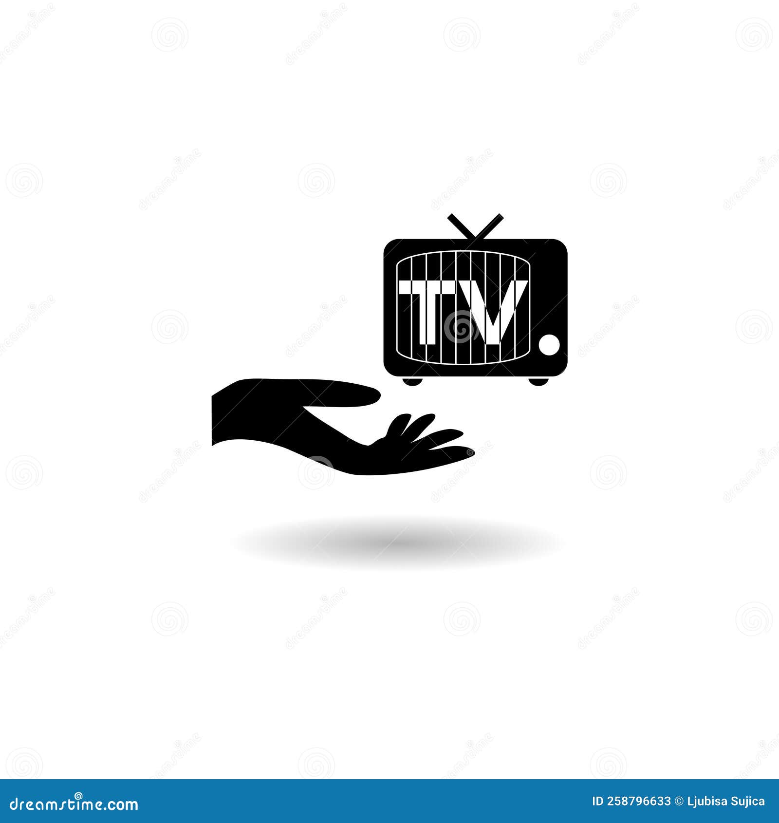 TV in Hand Icon Logo with Shadow Stock Vector - Illustration of ...