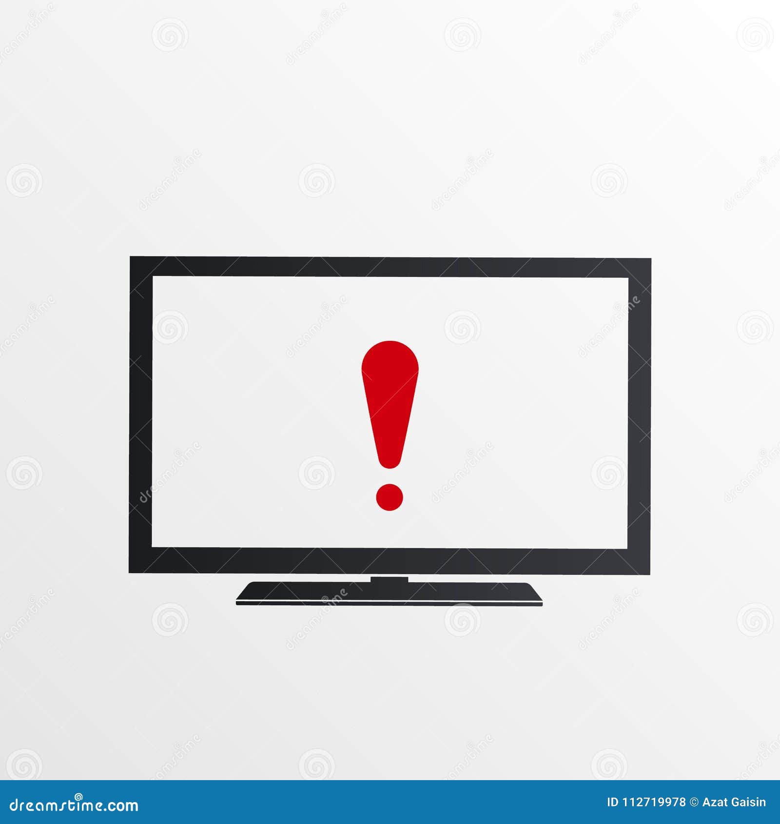 TV Icon with Exclamation Mark. TV Icon and Alert, Error, Alarm, Danger ...