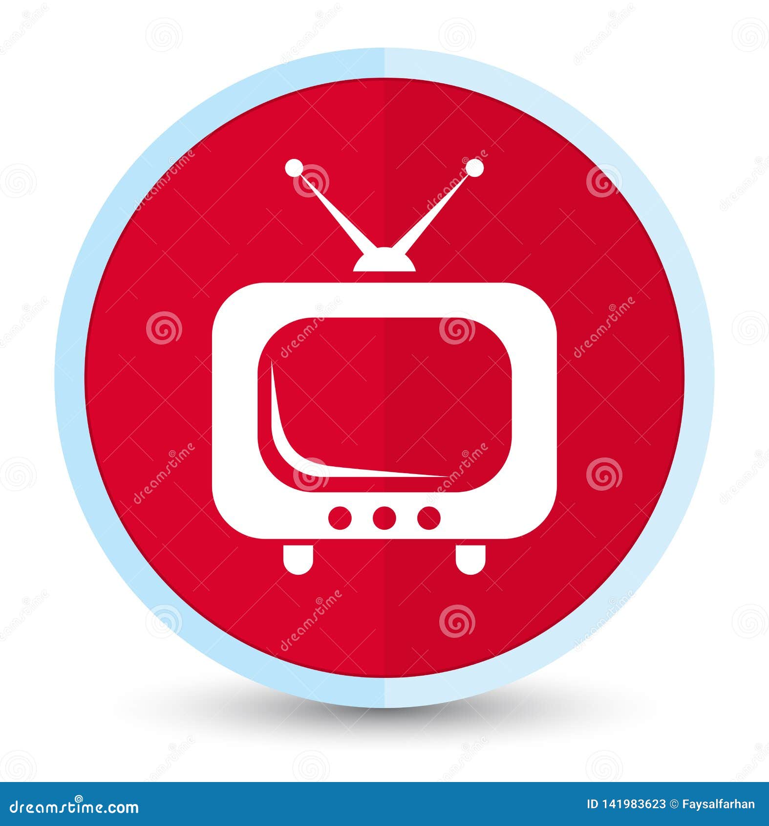 TV Icon Flat Prime Red Round Button Stock Vector - Illustration of ...