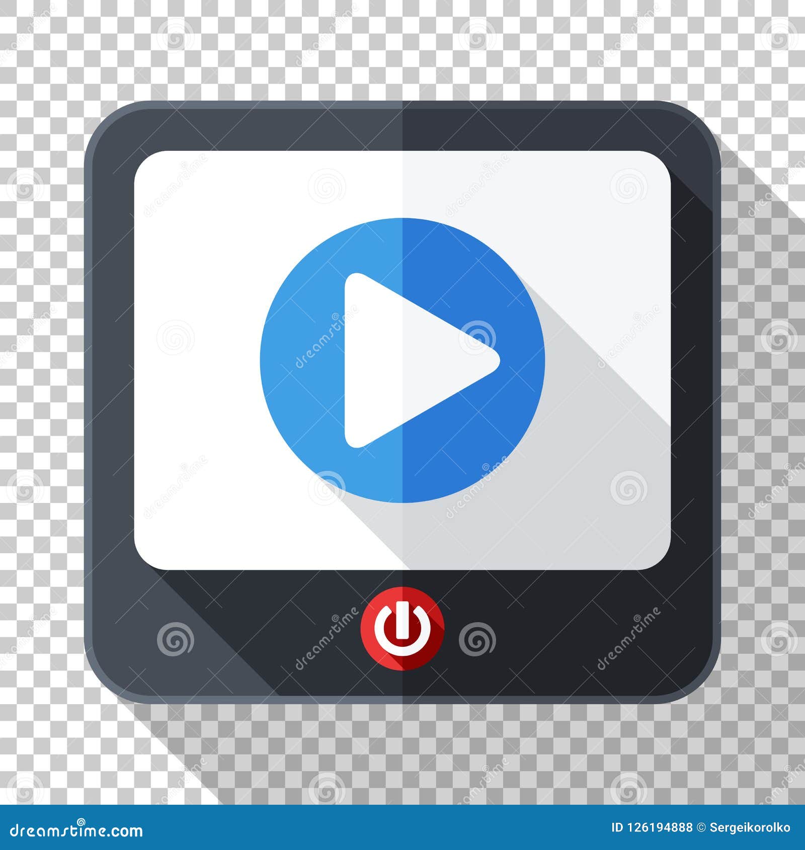 TV Icon in Flat Style with Play Button on Transparent Background Stock ...