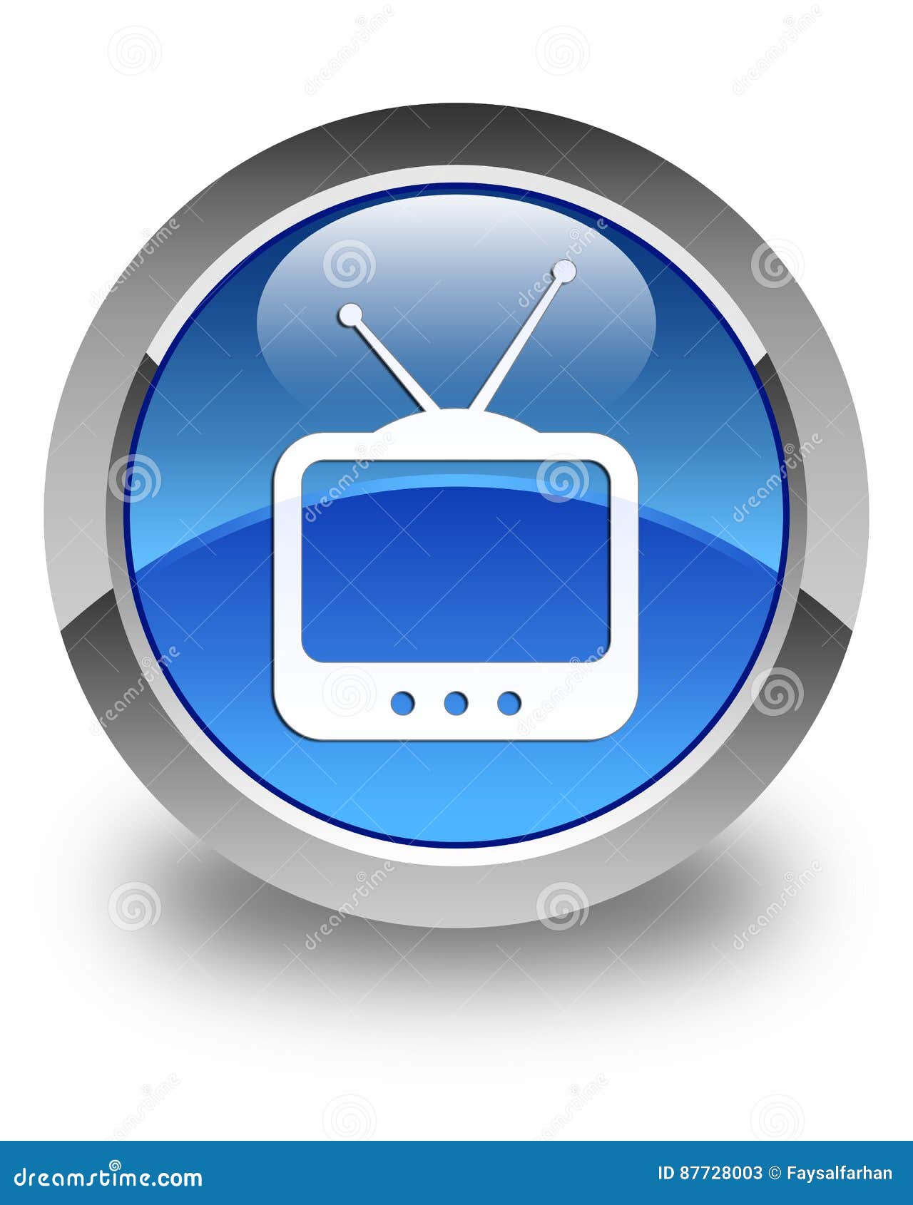 TV Icon Glossy Blue Round Button Stock Illustration - Illustration of ...