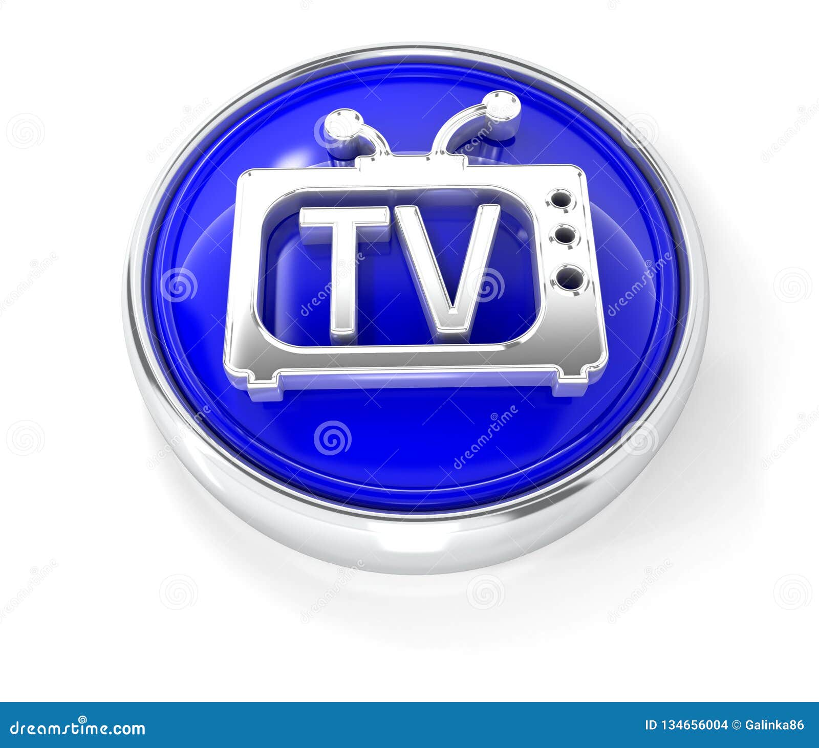 TV Icon on Glossy Blue Round Button Stock Illustration - Illustration ...