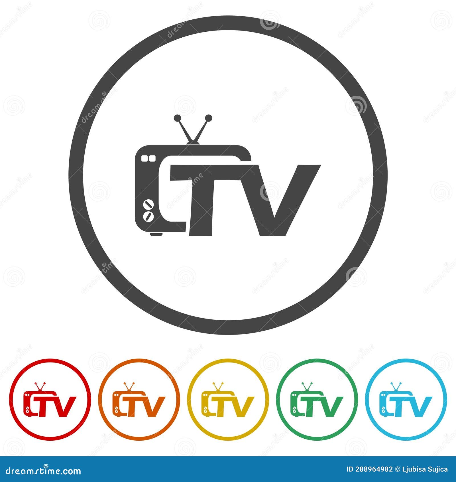 TV Icon Logo. Set Icons in Color Circle Buttons Stock Illustration ...