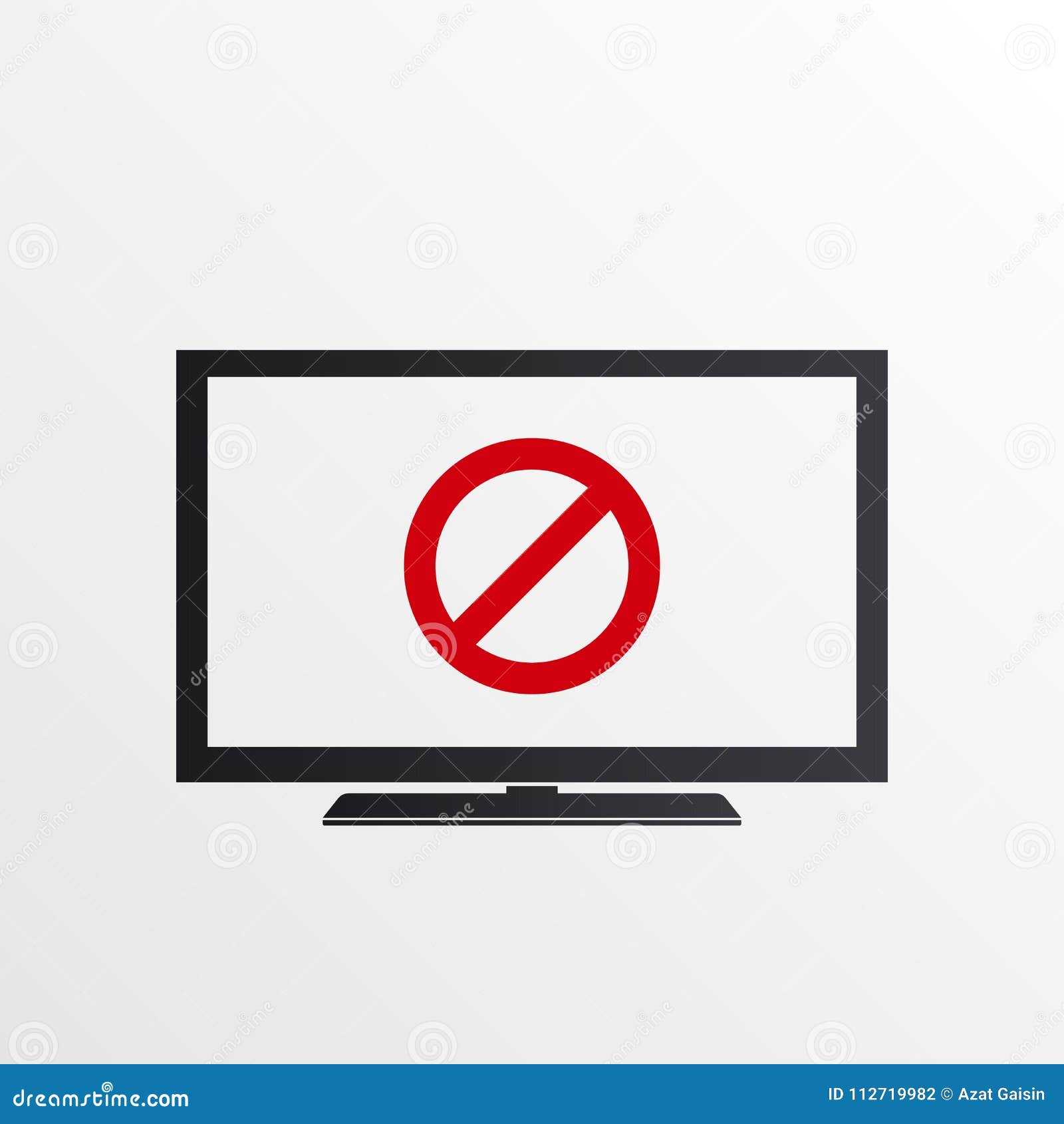 TV Icon with Not Allowed Sign. TV Icon and Block, Forbidden, Prohibit ...