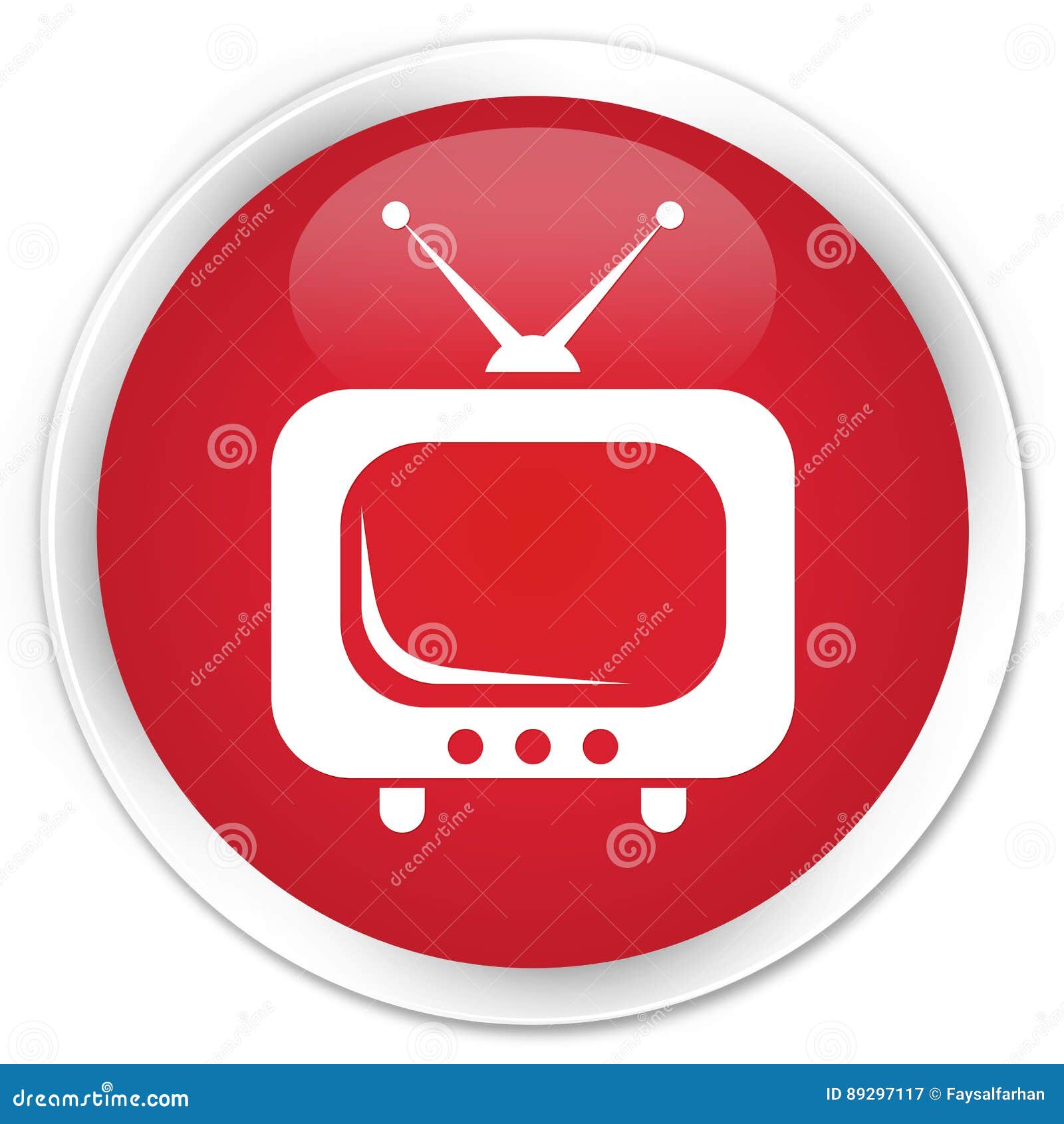 TV Icon Premium Red Round Button Stock Illustration - Illustration of ...