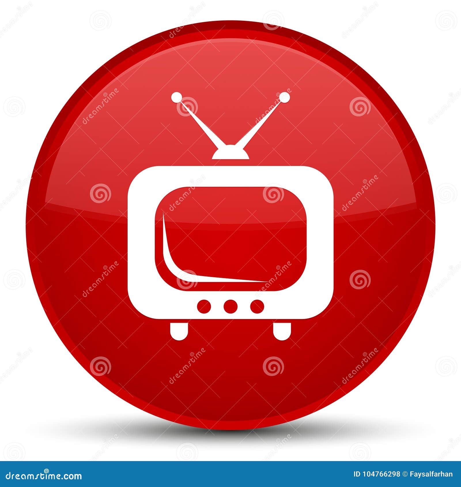 TV Icon Special Red Round Button Stock Illustration - Illustration of ...
