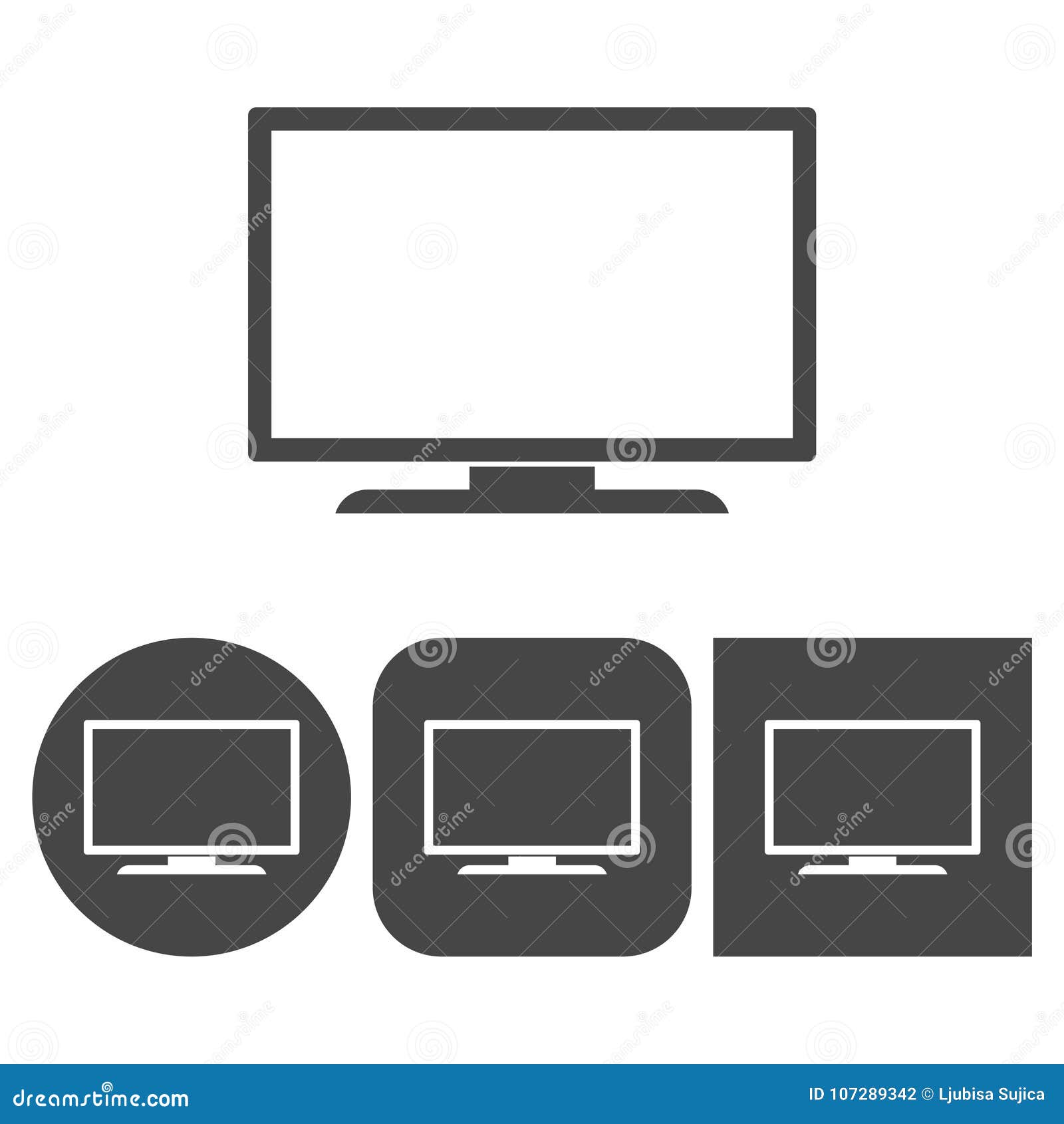 TV Icon - vector icons set stock vector. Illustration of communication ...