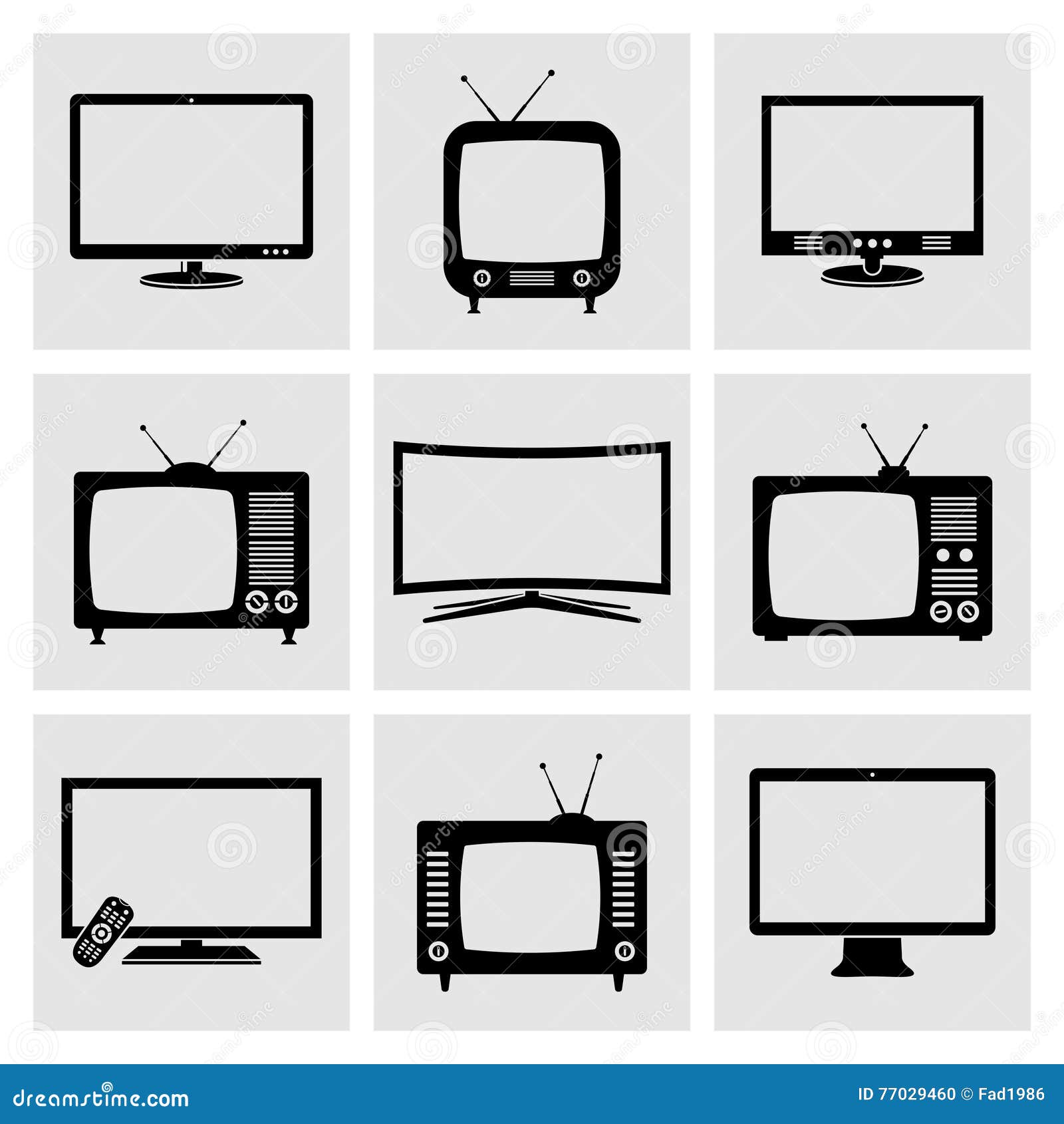 TV icons set stock vector. Illustration of screen, communication - 77029460