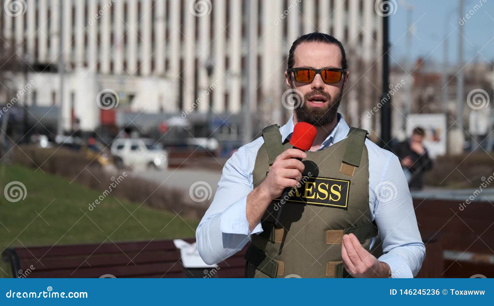 TV Journalist is Reporting from the Conflict Zone Stock Footage - Video ...