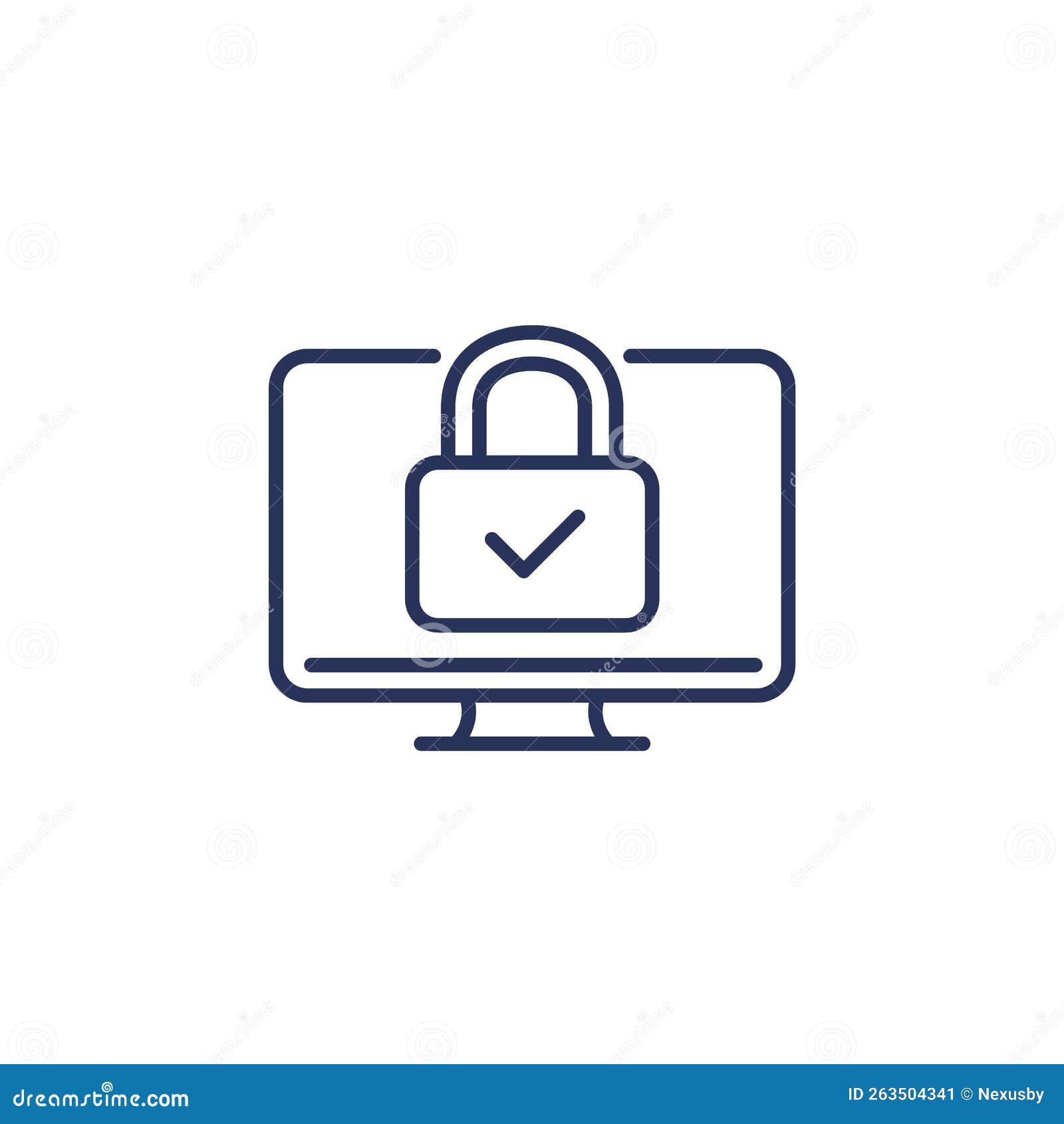 TV and lock line icon stock vector. Illustration of restricted - 263504341