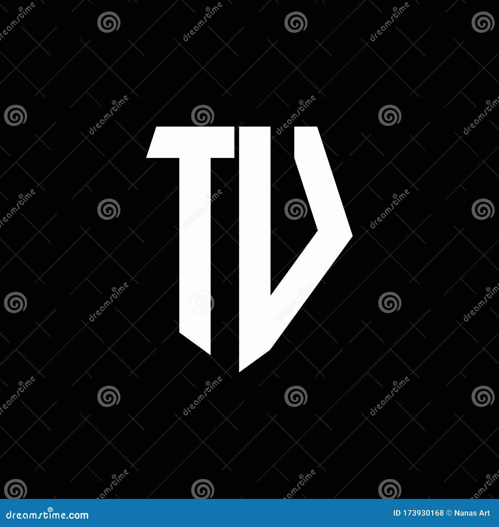 TV Logo Monogram with Pentagon Shape Style Design Template Stock Vector ...