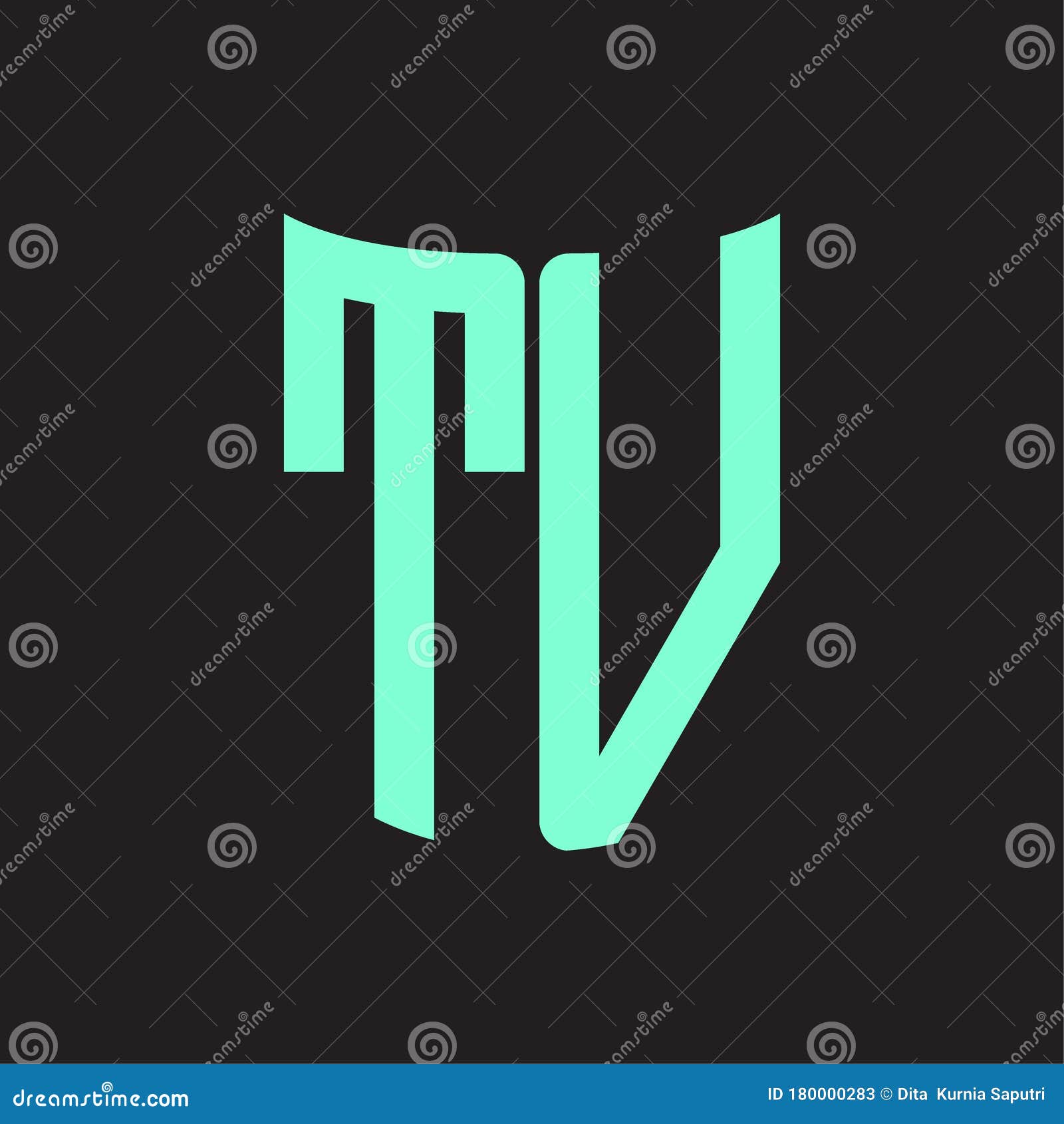 TV Logo Monogram with Ribbon Style Design Template Stock Vector ...