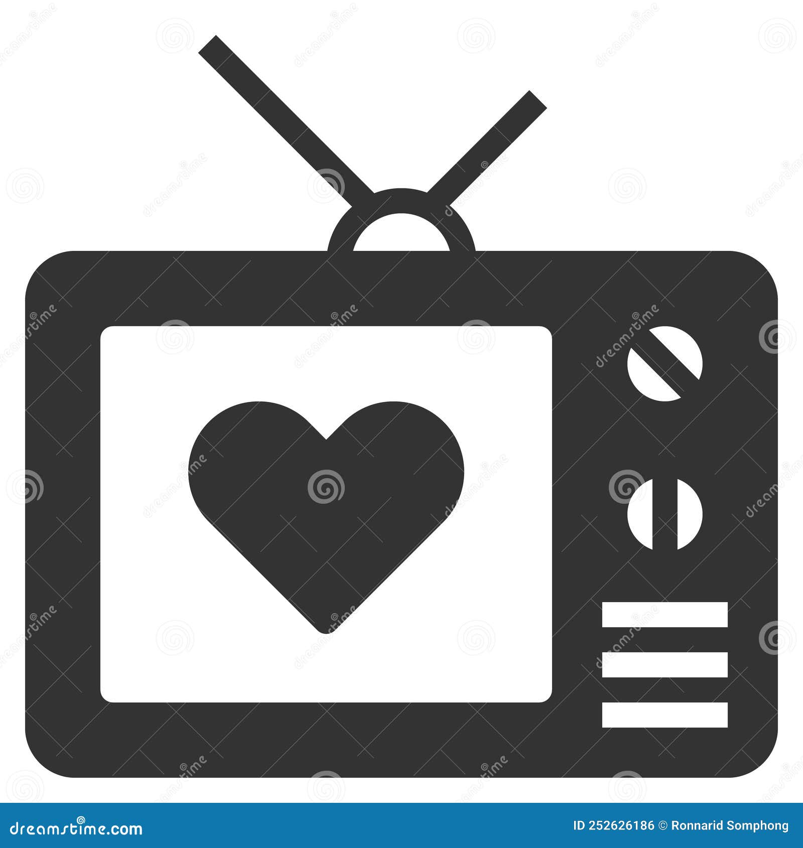 Tv Love Icon Solid Vector Illustration Stock Vector - Illustration of ...