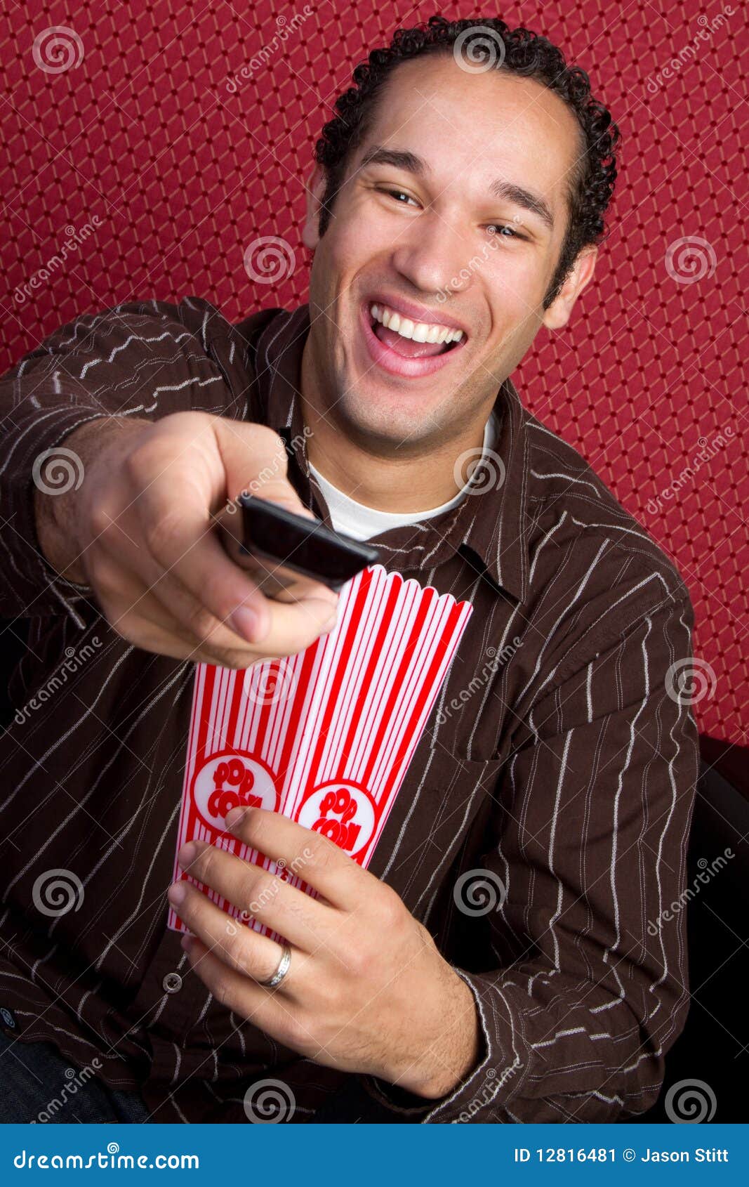 TV Man stock image. Image of emotions, popcorn, ethnic - 12816481