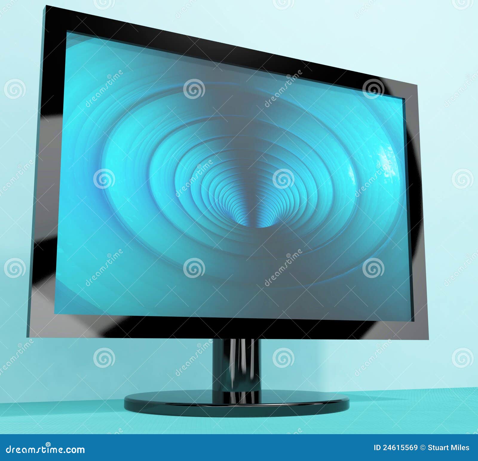 TV Monitor with Blue Vortex Stock Illustration - Illustration of wide ...