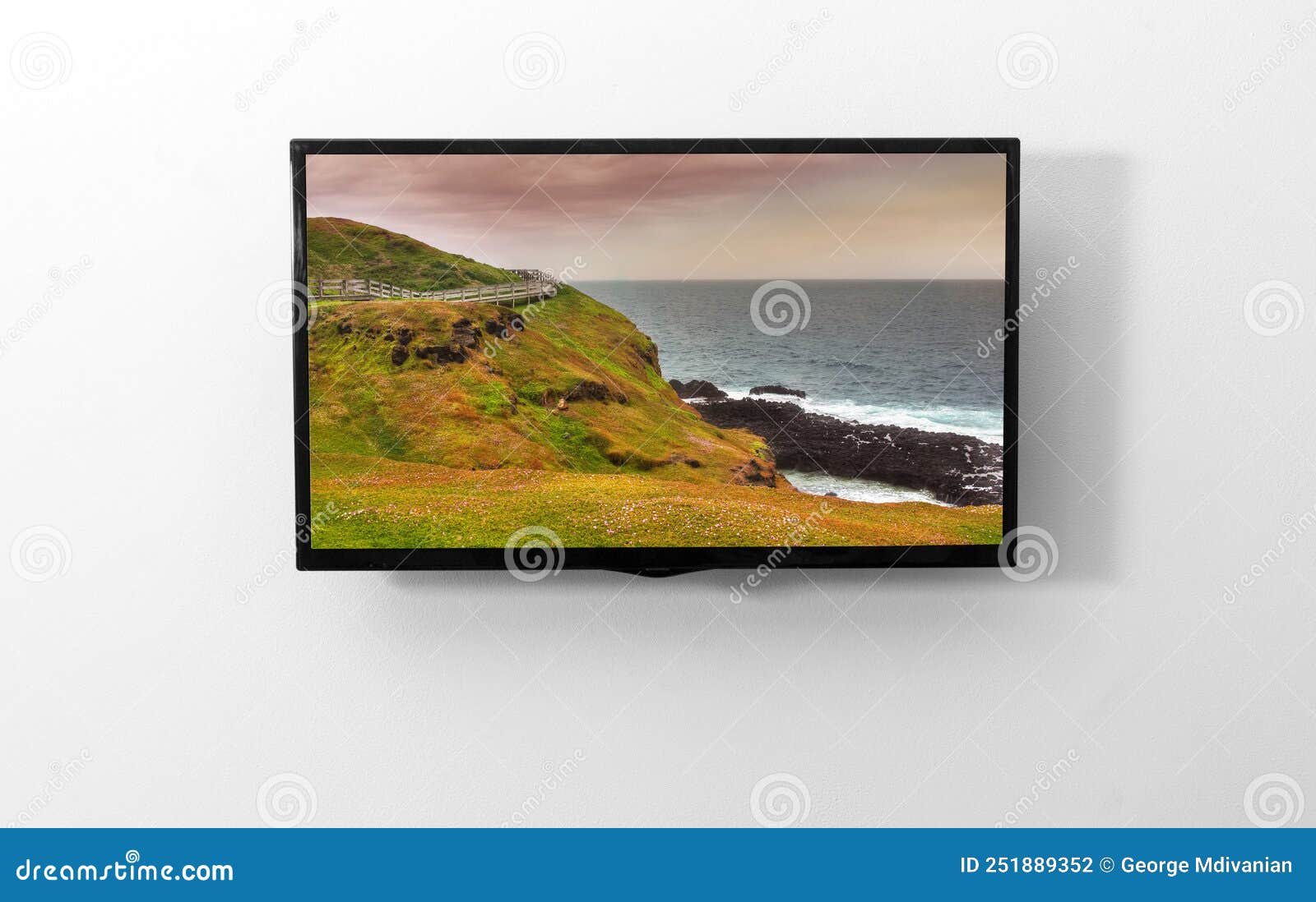 TV monitor on wall stock photo. Image of monitor, panel - 251889352