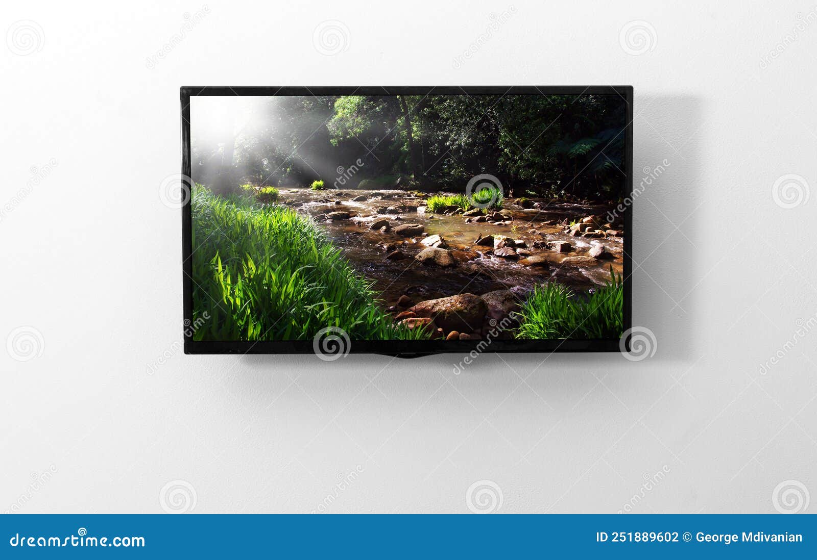TV monitor on wall stock photo. Image of monitor, blank - 251889602
