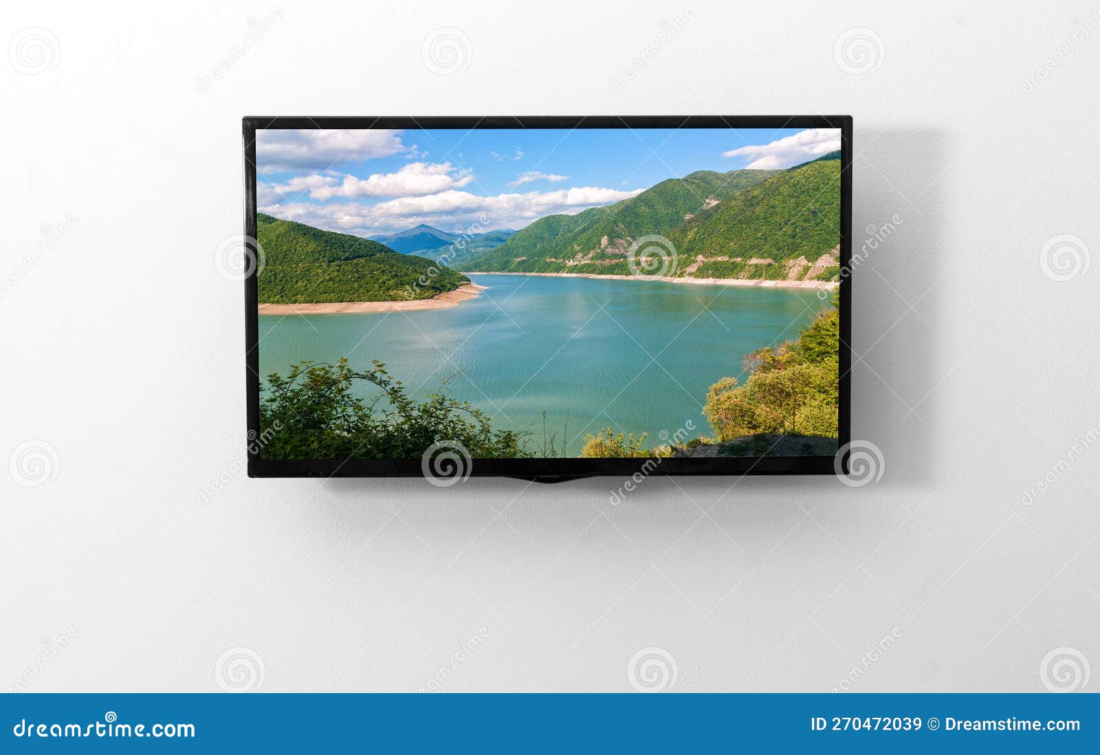 TV monitor on wall stock image. Image of screen, film - 270472039