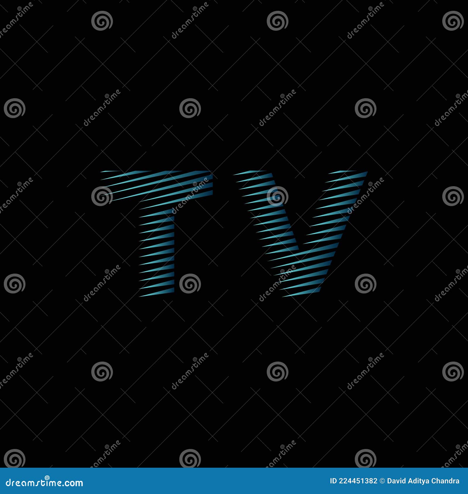 TV Monogram Lines Style Blue Light Vector Stock Vector - Illustration ...