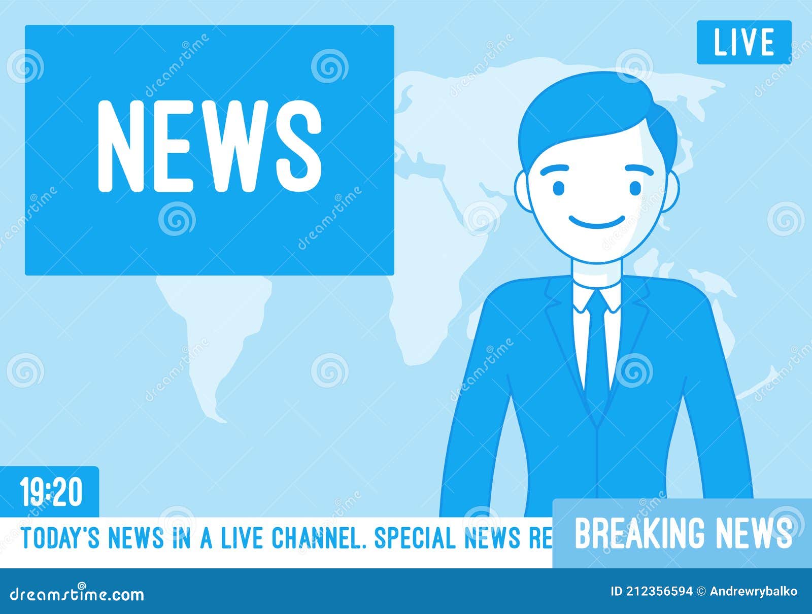 News Anchorman In Breaking NEWS And TV Screen Layout. TV Breaking News ...