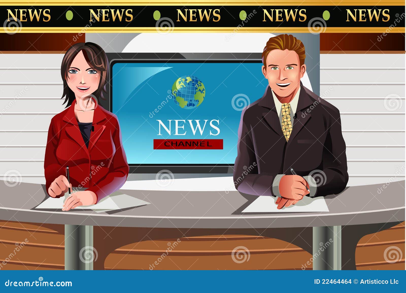 TV news anchors stock vector. Illustration of newsroom - 22464464