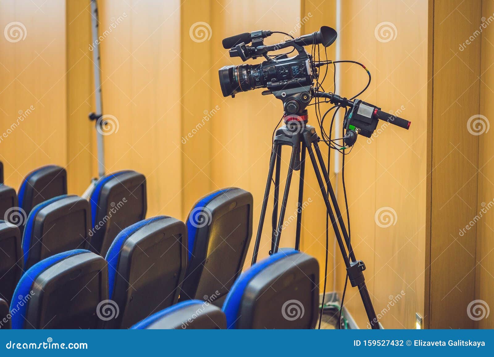 TV NEWS Studio with Camera and Lights Stock Photo - Image of busy ...