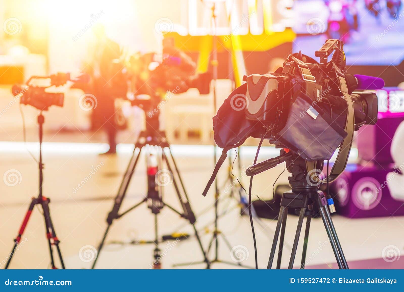 TV NEWS Studio with Camera and Lights Stock Photo - Image of program ...
