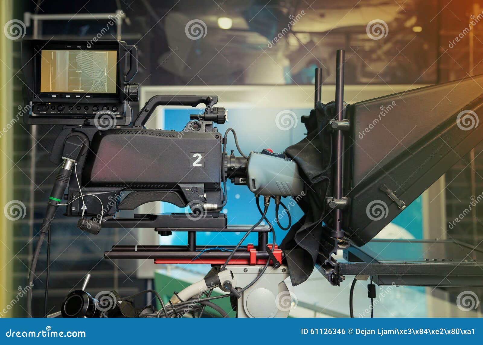 TV NEWS Studio with Camera and Lights Stock Photo - Image of interview ...