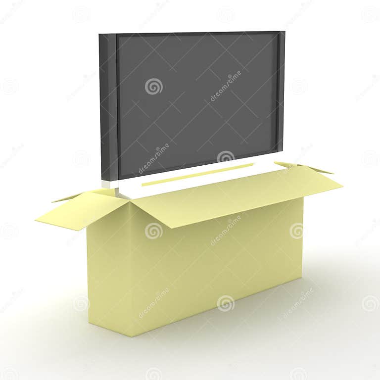 TV in a packing box. stock illustration. Illustration of isolated - 5586282