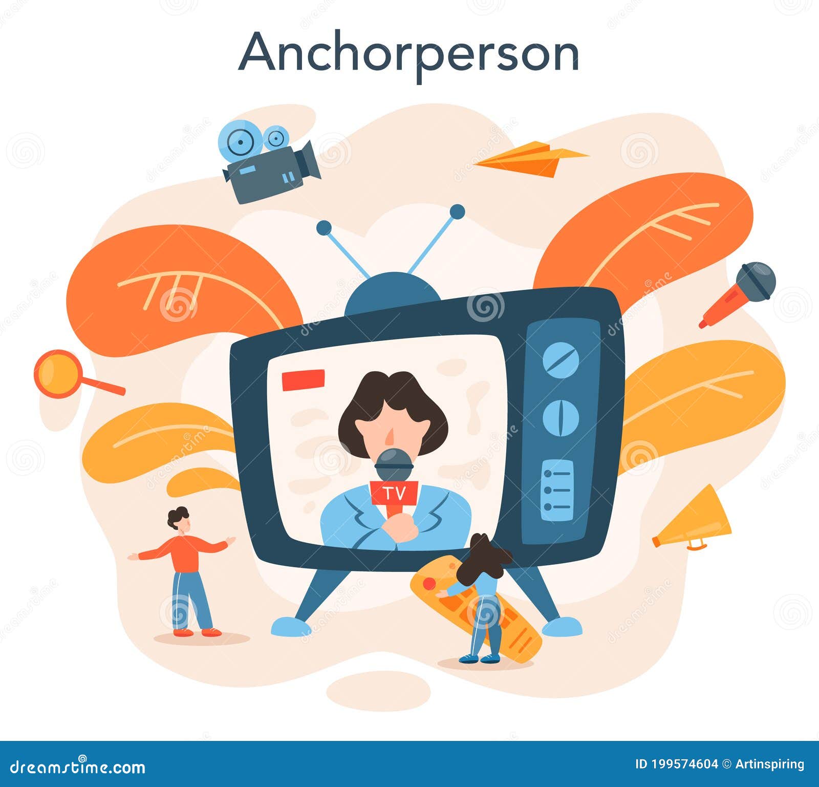 TV Presenter Concept. Television Host in Studio Stock Vector ...