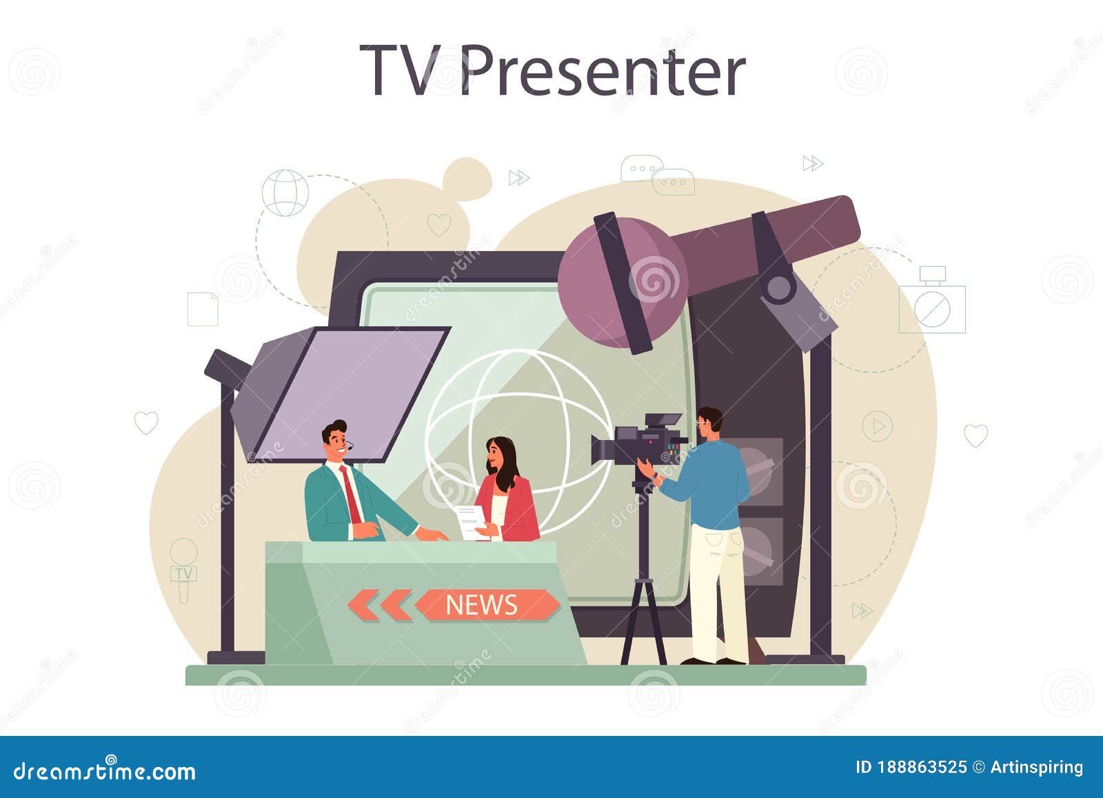 TV Presenter Concept. Television Host in Studio Stock Vector ...