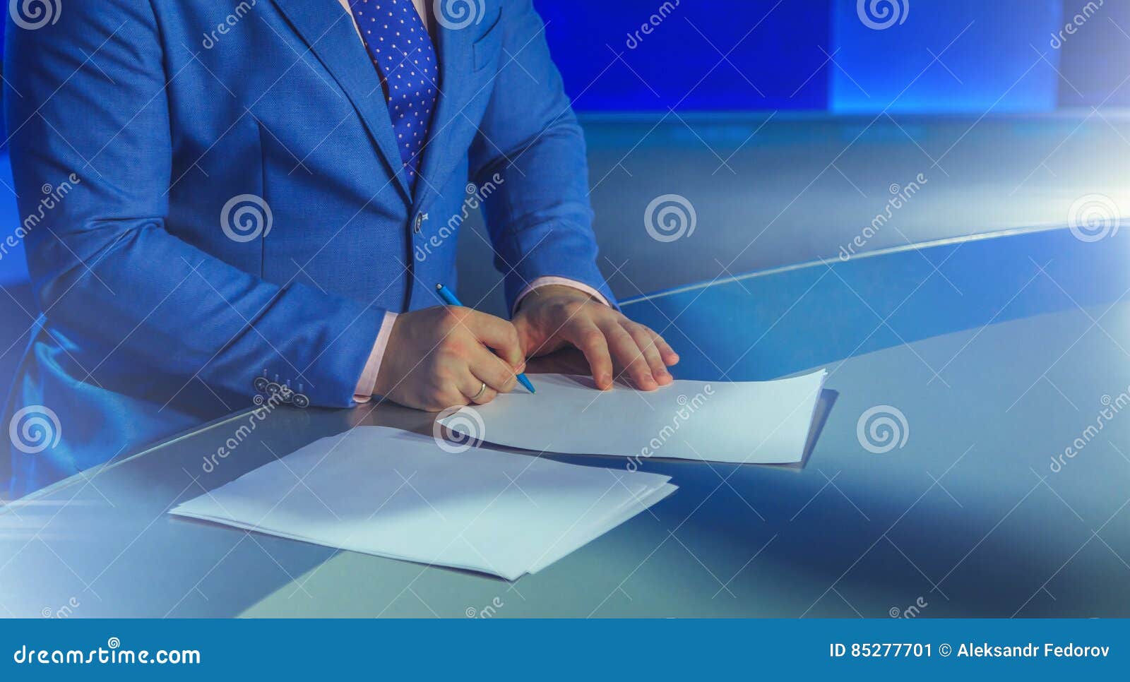 TV Presenter Preparing To Live Streaming Video Stock Image - Image of ...