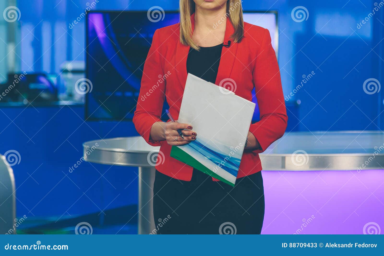 TV Presenter Preparing To Live Streaming Video Stock Image - Image of ...