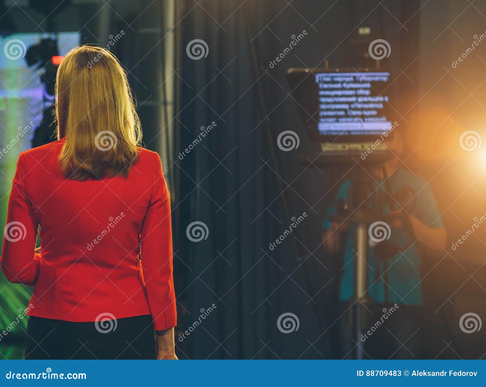 TV Presenter Preparing To Live Streaming Video Editorial Stock Photo ...
