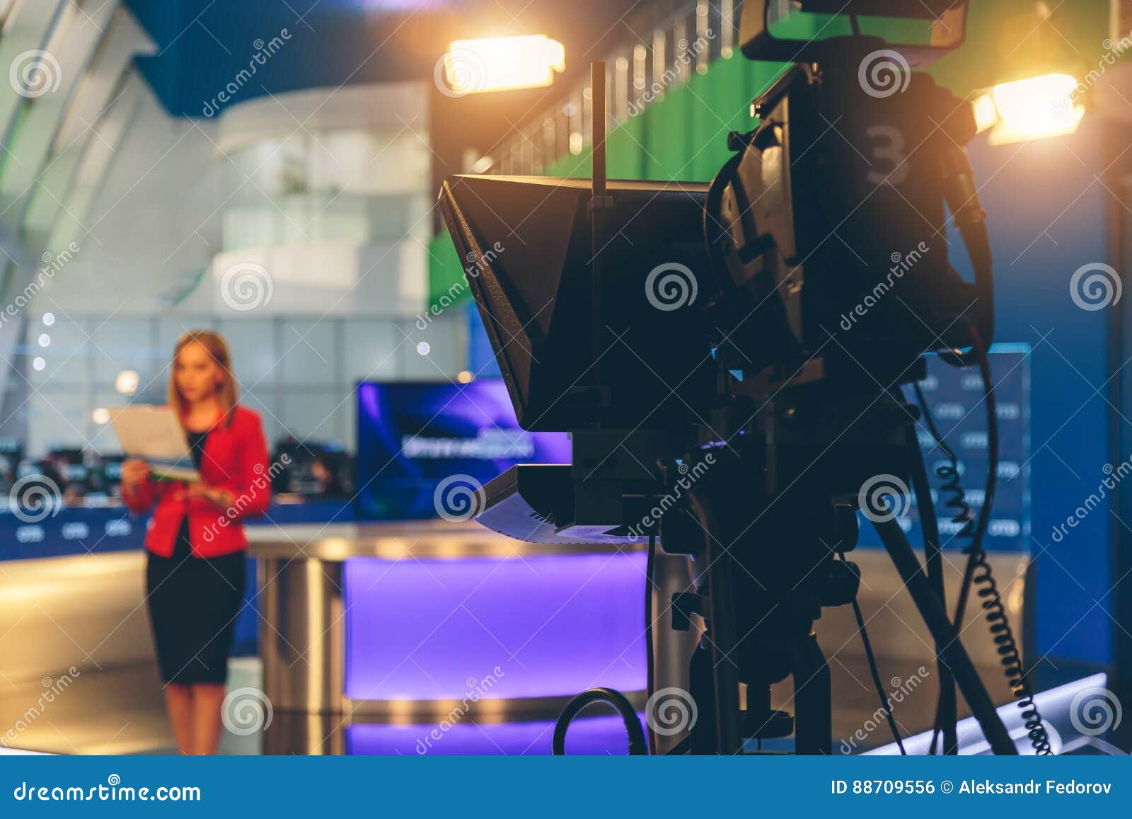 TV Presenter Preparing To Live Streaming Video Editorial Photo - Image ...