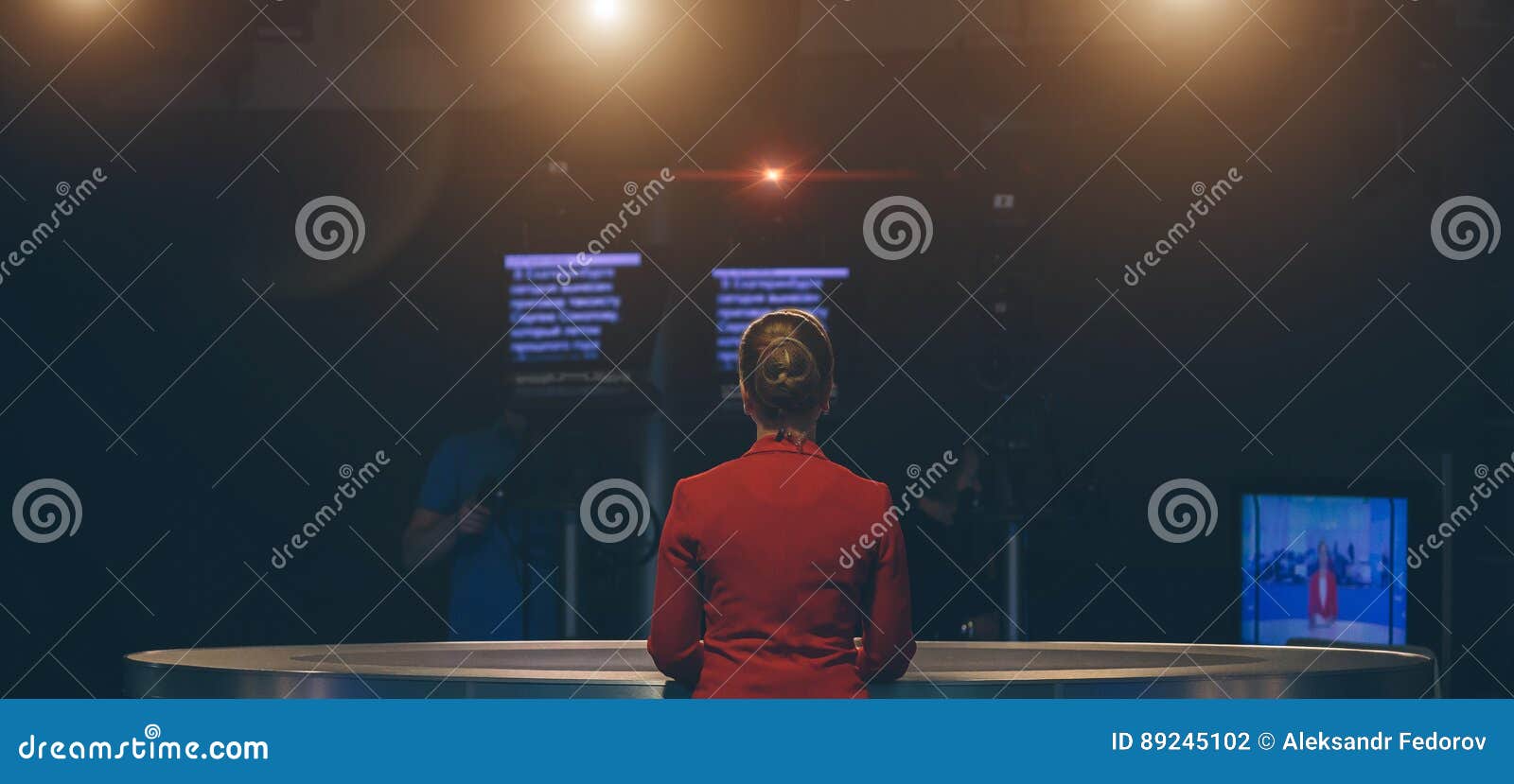 TV Presenter Preparing To Live Streaming Video Editorial Photography ...